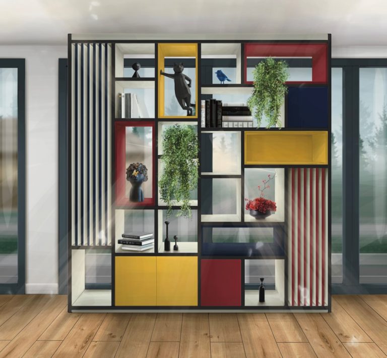 L'Art de la Bibliothèque sur Mesure : Inspirations Mondrian | Archea